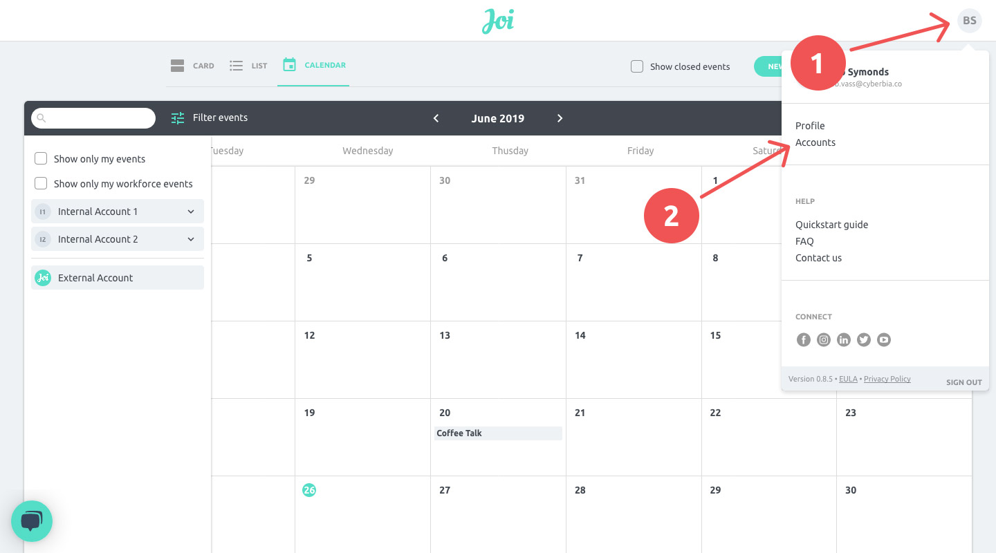 Managing Your Accounts | Quickstart Guide • Joi